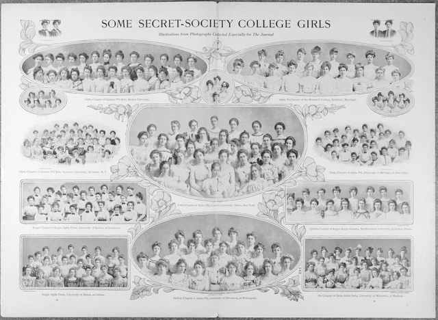 1904 SECRET SOCIETY COLLEGE UNIVERSITY GIRLS 16x22 CENTERFOLD Boston ...