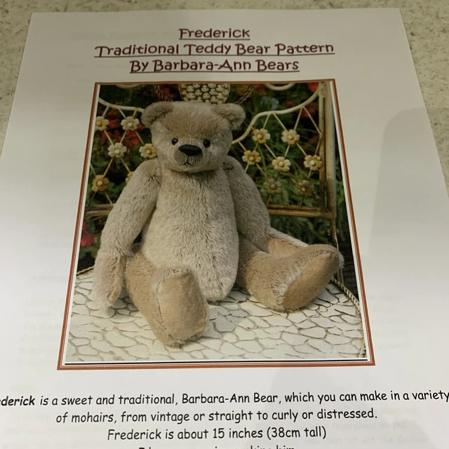 FREDERICK TRADITIONAL 15 Inch Teddy Bear Sewing Pattern For Craft ...