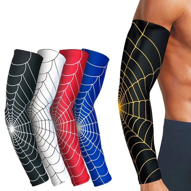 Athletic Sleeves Spider Web Pattern Comfortable Compression Uv