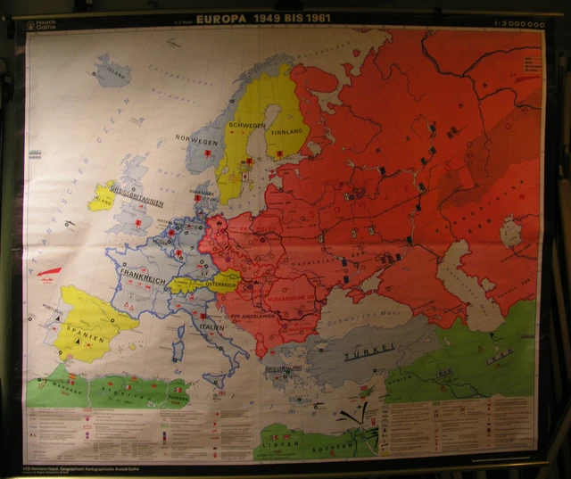 SCHOOL WALL MAP Europa After 2.WK Card Europe After WW2 211x178 83 Map ...