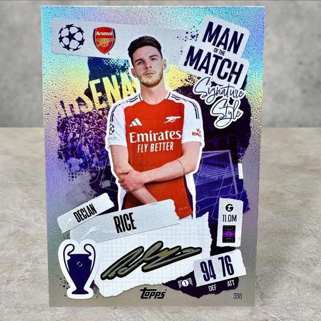 TOPPS MATCH ATTAX 2024/25 Declan Rice Man of the Match Signature Style ...
