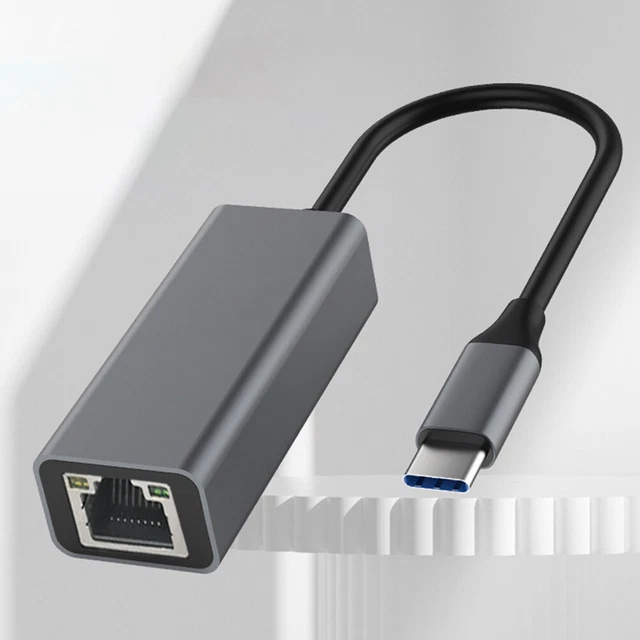 TYPE-C TO RJ45 Ethernet Wired LAN Adapter 10/100/1000Mbps (Grey Type C ...