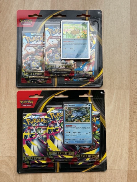 POKÉMON TCG MEGA Evolution Triple Pack Blister Pysduck & Golduck - New ...