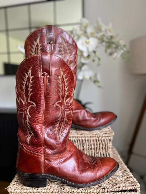 TONY LAMA VINTAGE Men Cowboy Boots Size 12EE Wide Brown Leather Western ...