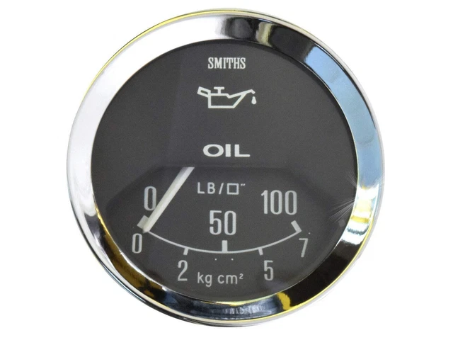 SMITHS CLASSIC CAR Oil Pressure Gauge + Chrome Bezel & Black Face ...