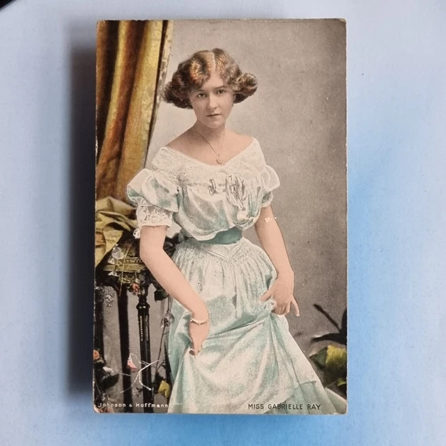EDWARDIAN ACTRESS POSTCARD C1910 Miss Gabrielle Ray Blue Dress Pose £5.95 - PicClick UK
