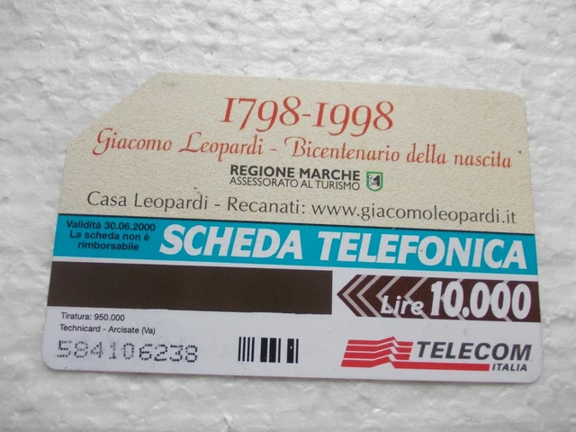 SCHEDA TELEFONICA TELECOM Giacomo Leopardi 1998 Usata EUR 1,99 ...