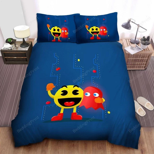 PAC-MAN HUGGING BLINKY Ghost Quilt Duvet Cover Set Bedroom Decor Home ...
