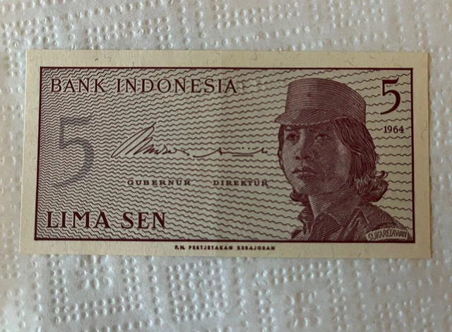 5 LIMA SEN Bank Note, Indonesia 1964 $1.00 - PicClick CA