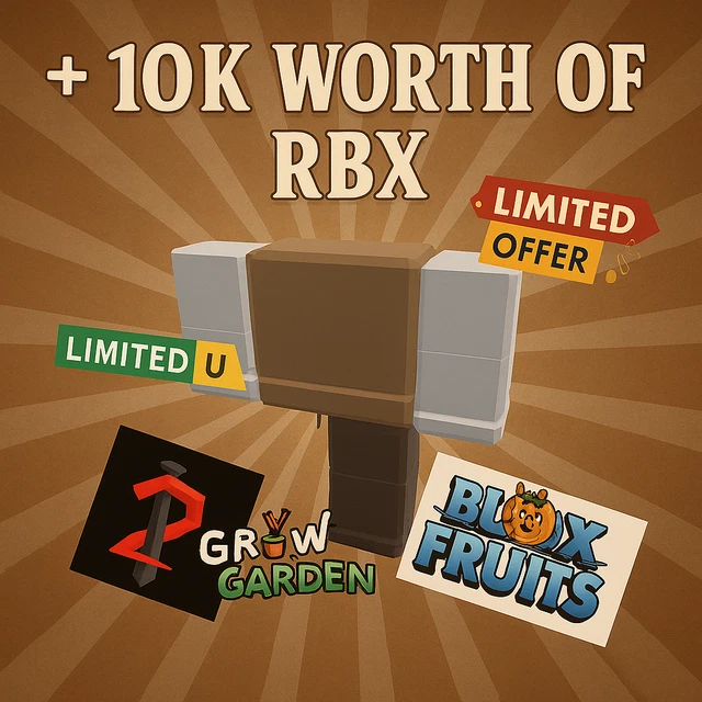 🔥 ROBLOX ACCOUNT | +10,000 Rbx Value | MM2, Blox Fruits, Grow a Garden ...