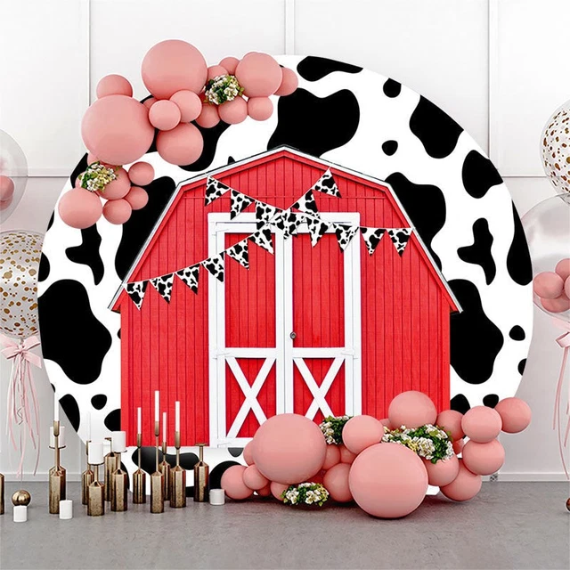 COW PATTERN FLAG Red Farm Circle Birthday Backdrop $35.97 - PicClick AU