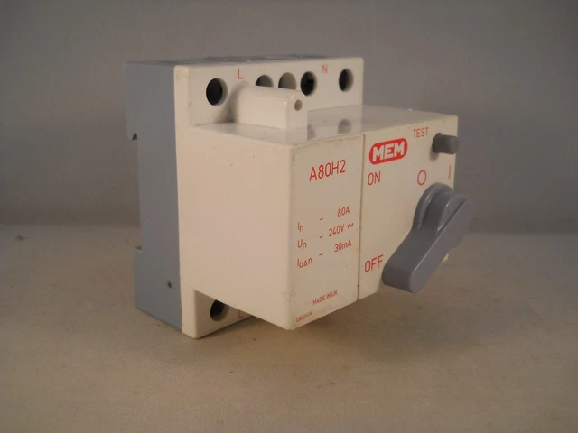 MEM RCD 80 Amp 30mA Double Pole 80A RCCB Memera 2000 A80H2 £49.95 ...