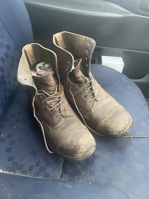 VINTAGE WW1 BRITISH Army Officers Boots ZUG Hob Nail leather size 10 ...
