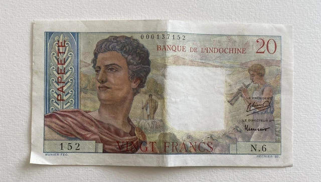 TAHITI PAPEETE / BANQUE DE L’INDOCHINE / 20 VINGT FRANCS / P.21a / Non ...