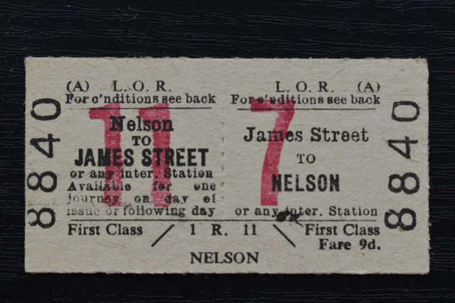LIVERPOOL OVERHEAD RAILWAY Ticket LOR JAMES STREET to NELSON No 8840 $3 ...