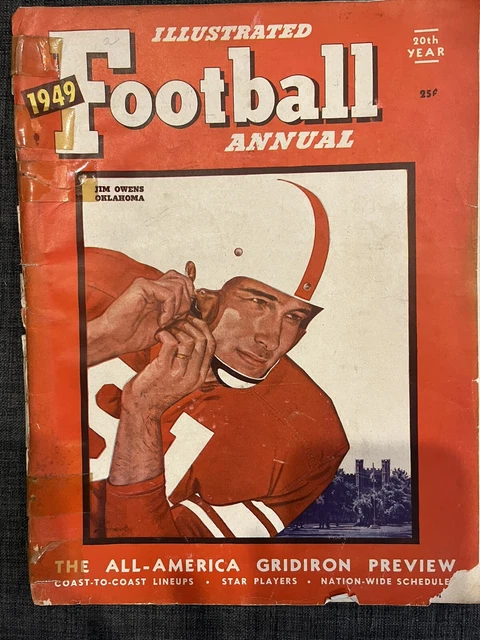 VINTAGE 1949 ILLUSTRATED Football annual magazine featuring Jim Owens ...