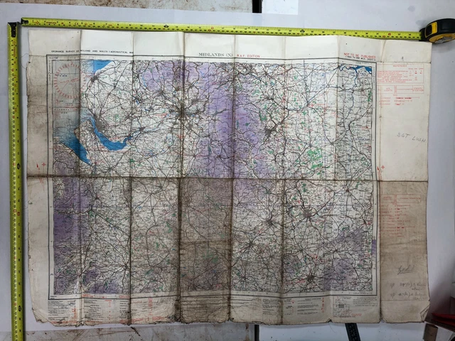 ORIGINAL WW2 BRITISH Army / RAF Map - The North Midlands £9.99 ...
