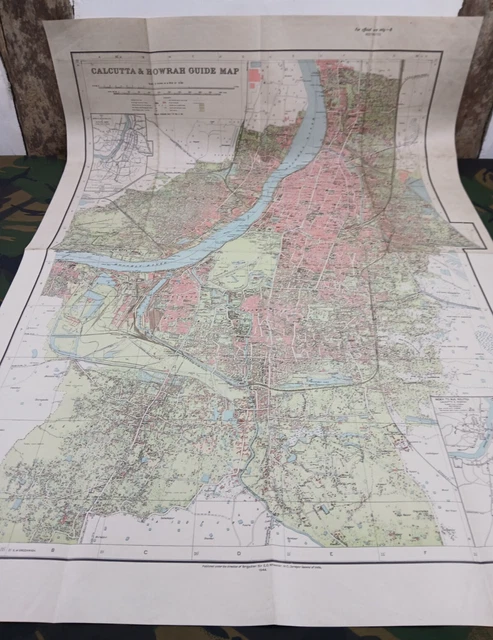 RARE WW2 &RESTRICTED& BRITISH MAP of "CALCUTTA & HOWRAH" (FOR OFFICIAL ...