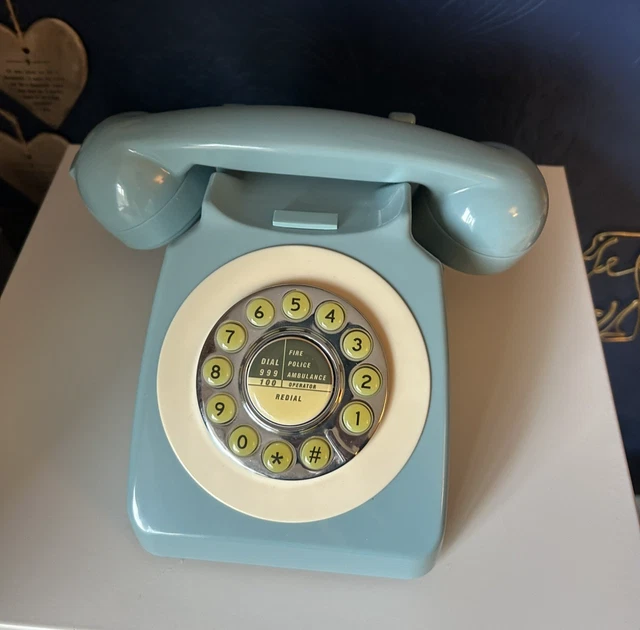 BENROSS VINTAGE STYLE Blue Telephone Landline Working Box Push Button ...