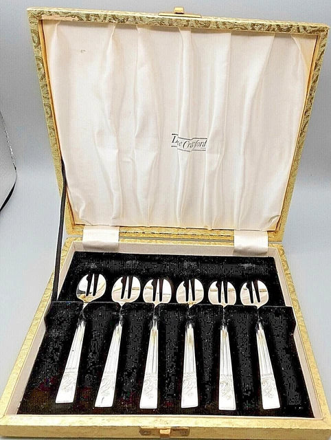 SET OF 6 Angora Silver Plated EPNS Regent Pattern Oyster Seafood Forks ...