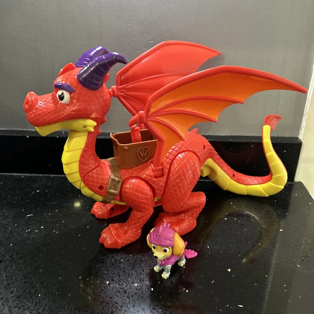 PAW PATROL RESCUE Knights Sparks The Dragon With Skye Figure Wings Flap ...