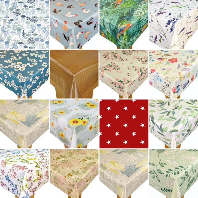WIPE CLEAN TABLECLOTH PVC Vinyl Cover Wipeable Waterproof Table Cloth ...