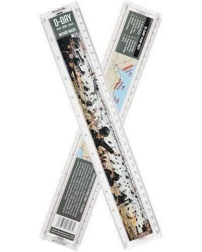 KIDS ARMY WW2 30cm PLASTIC RULER D-DAY MILITARY MAP HISTORY UTAH OMAHA ...