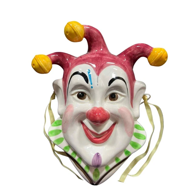 VINTAGE KATO KOGEI Japan Jester Clown Mardi Gras Porcelain Mask $20.00 ...