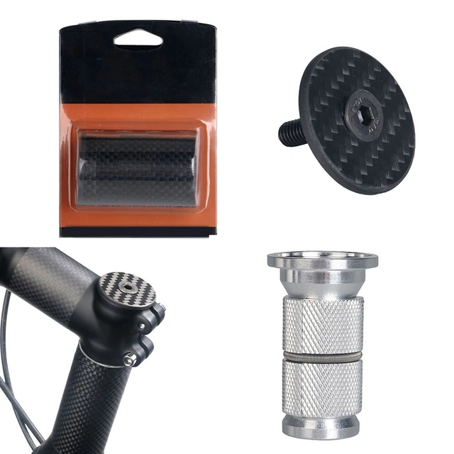 118 THREADLESS BICYCLE Stem Expander with Carbon Fiber Headset Top Cap ...