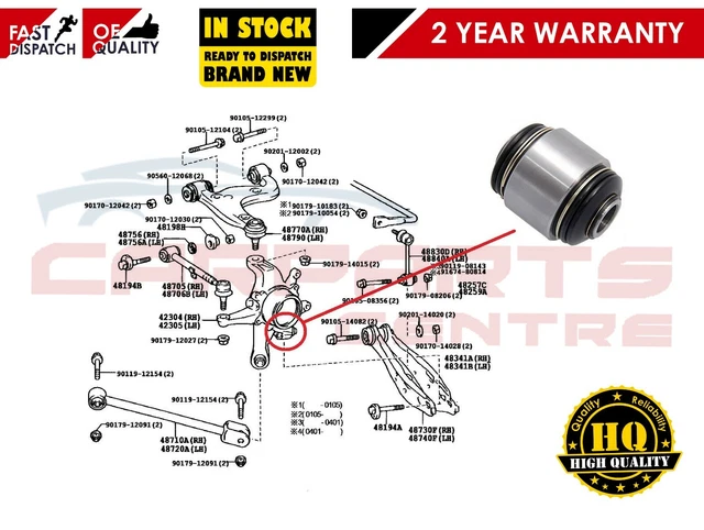 FOR LEXUS IS200 Is300 Rear Axle Wheel Hub Joint Arm Knuckle Bush ...