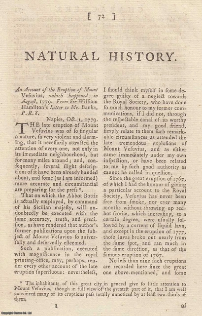 THE ERUPTION OF Mount Vesuvius, Which Happened In August, 1779. From ...