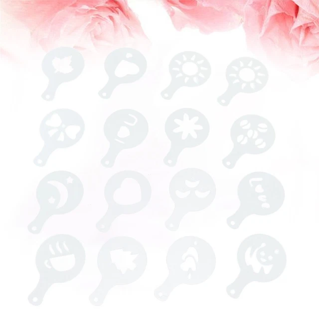 64PCS COFFEE STENCIL Plastic Template for Baking Latte Cappuccino Cake ...