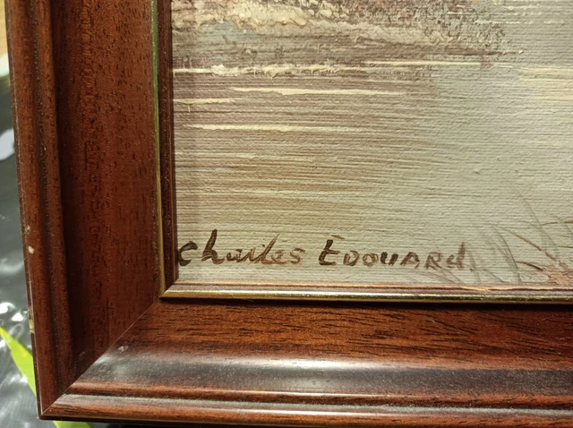 ANCIENNE PEINTURE TABLEAU pastel cadre bois signée Charles Édouard ...