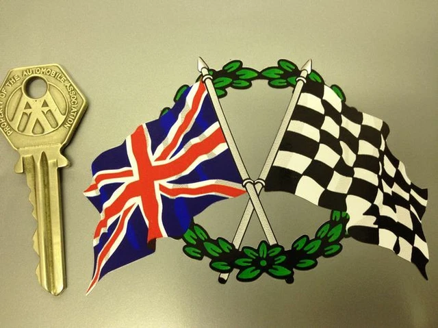 CROSSED UNION JACK Flag & Chequered with Garland sticker £2.50 ...