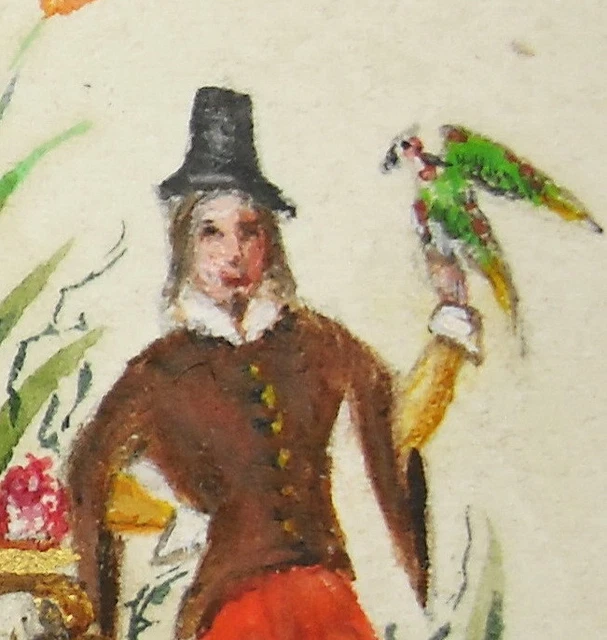 J MOZIN DESSIN c1900 feuille d'or enluminures gold leaf draw oiseleur ...