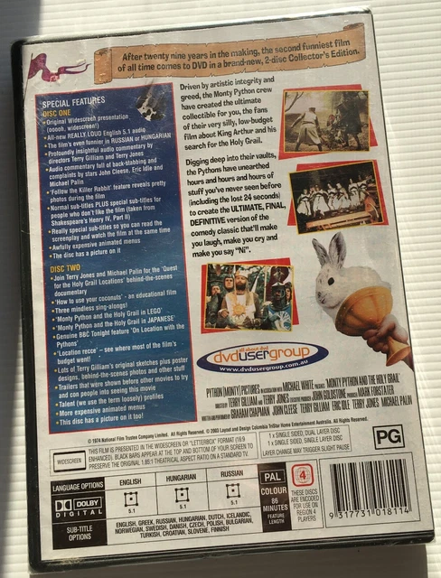 MONTY PYTHON AND the Holy Grail - R4 DVD, 2 Discs (John Cleese) NEW ...