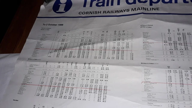 ORIGINAL BRITISH RAIL Railways Poster Timetable Cornish Railways ...