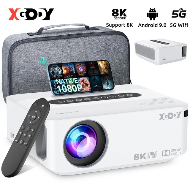 XGODY PROJECTOR 4K UHD WiFi Bluetooth 12000 Lumen Home Theater Mini ...