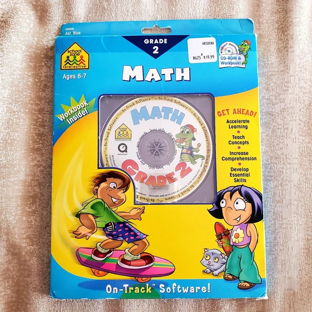 MATH GRADE 2 CD-ROM & Workbook School Zone Ages 6-7 NEW SEALED ...