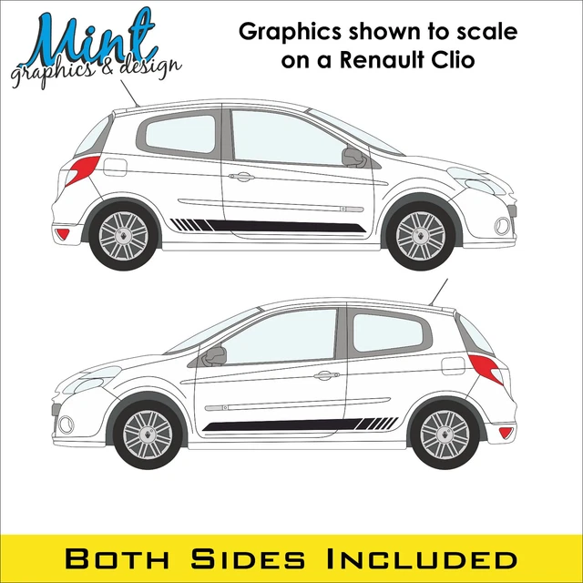 RENAULT CLIO SIDE Stripes RS Cup Decals Stickers Graphics FREE P&P 001 ...