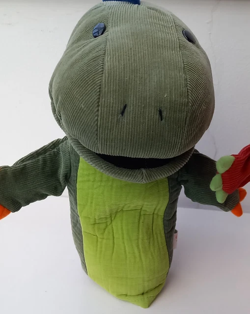 PAIR OF GUND Soft Toy Dinosaur Hand Puppets Red And Green Xmas Stocking ...