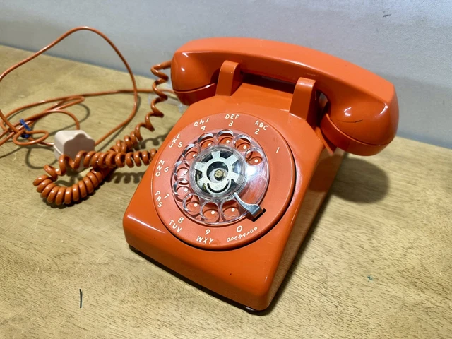 VINTAGE STROMBERG CARLSON Orange Rotary Dial Telephone Retro MCM Mid ...