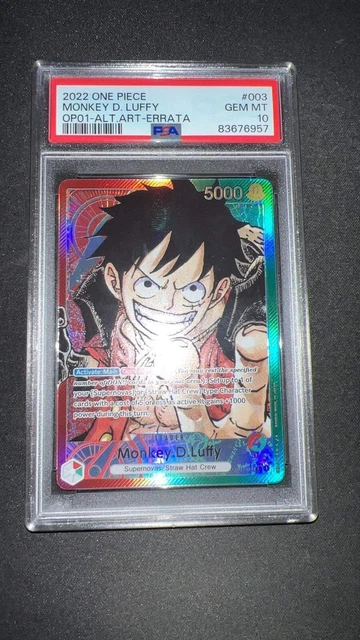 ONE PIECE CARD Monkey D. Luffy Alt Art OP01-003 L Romance Dawn PSA 10 - ERRATA EUR 150,00 ...