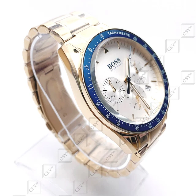 HUGO BOSS 1513631 Trophy Silber & Gold Original Herrenuhr Chronograph ...