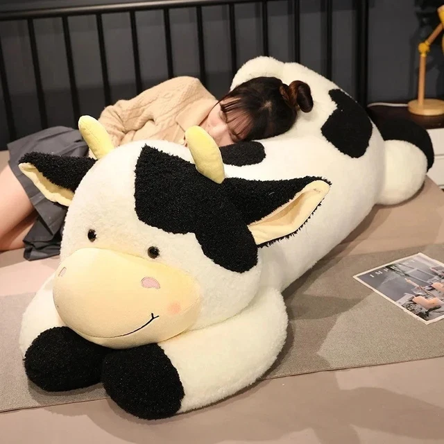 GIANT COW PLUSH Toy 90cm Soft Cuddly Pillow Cute Cartoon Cattle Doll ...