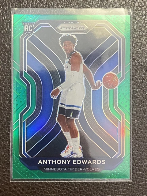 CARTA ROOKIE 2020-2021 Anthony Edwards Green Prizm lupi di legno #258 ...