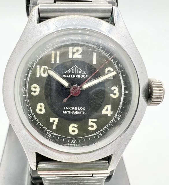 SCARCE ANTIQUE MILITARY WW2 Era Solix 15j Manual Swiss Watch EUR 35,45 ...
