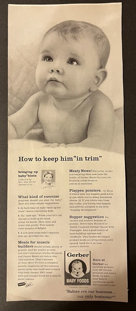 VTG 1960S GERBER Baby Food Ad, How to keep him trim, Babies are our ...