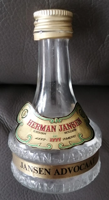 VINTAGE RARE MINIATURE HERMAN JANSEN Jansen Advocaat Clear Bottle EMPTY ...