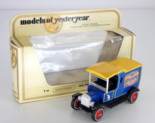 MATCHBOX FORD MODEL T Van Birds Powder Custard Toy Car Box Vintage ...